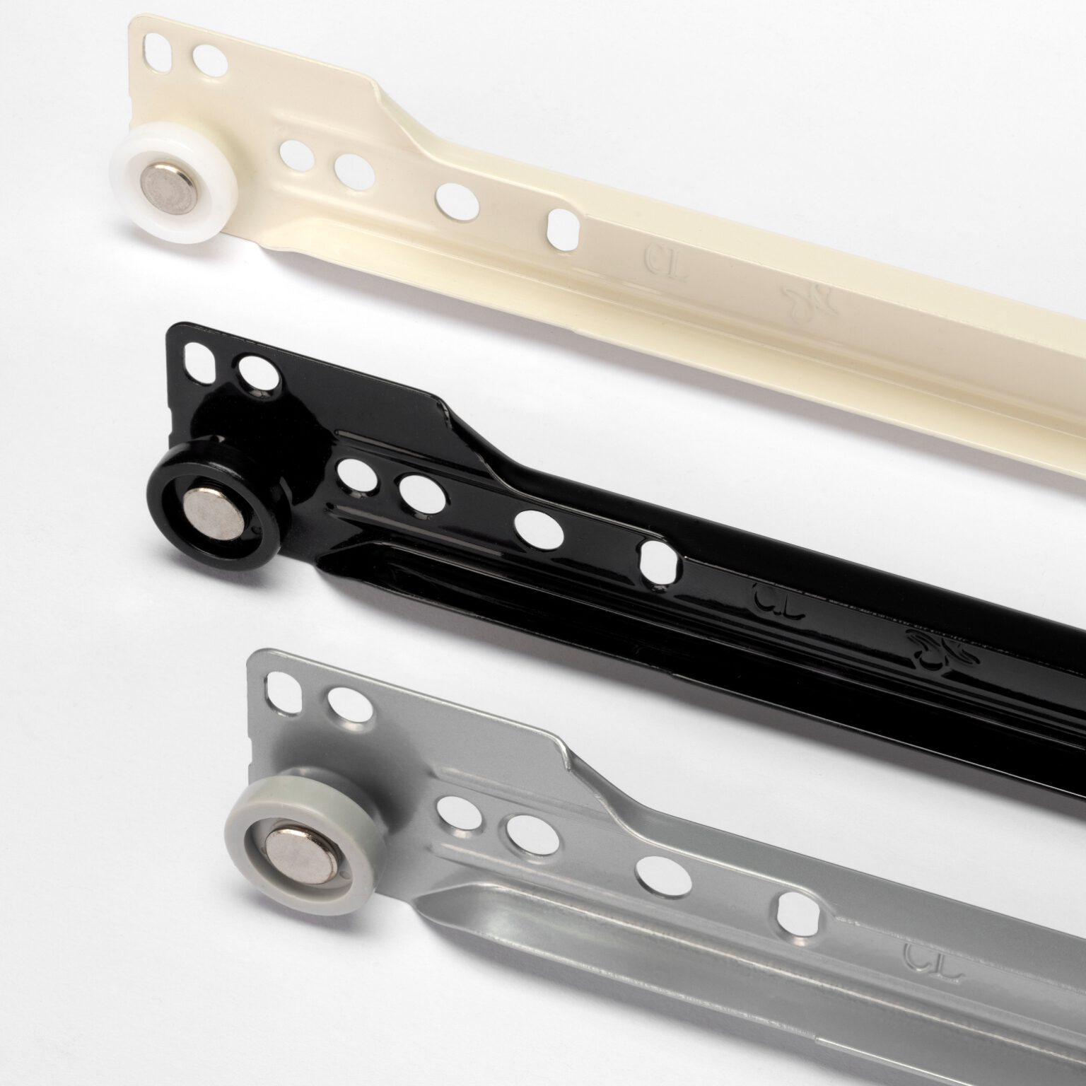 Guide reggispinta a rulli, prolunga parziale, laccato bianco, RAL 9001 ...